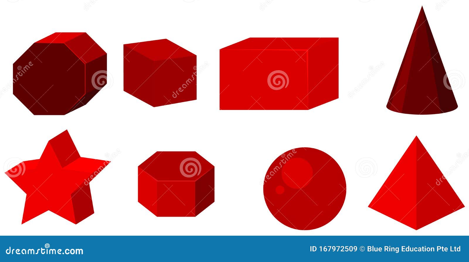Set of Geometry Shapes in Red Stock Vector - Illustration of round ...