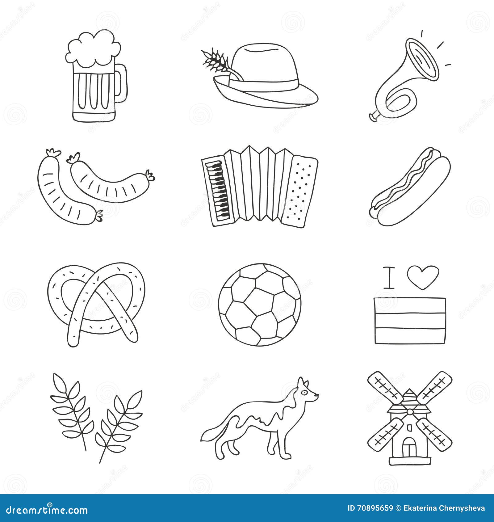 Set Of Six German Icons, Made In Germany Symbols, Premium Quality ...