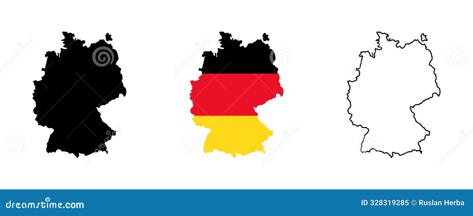 Set of Germany Maps. Germany Contour Border on Map Stock Illustration ...