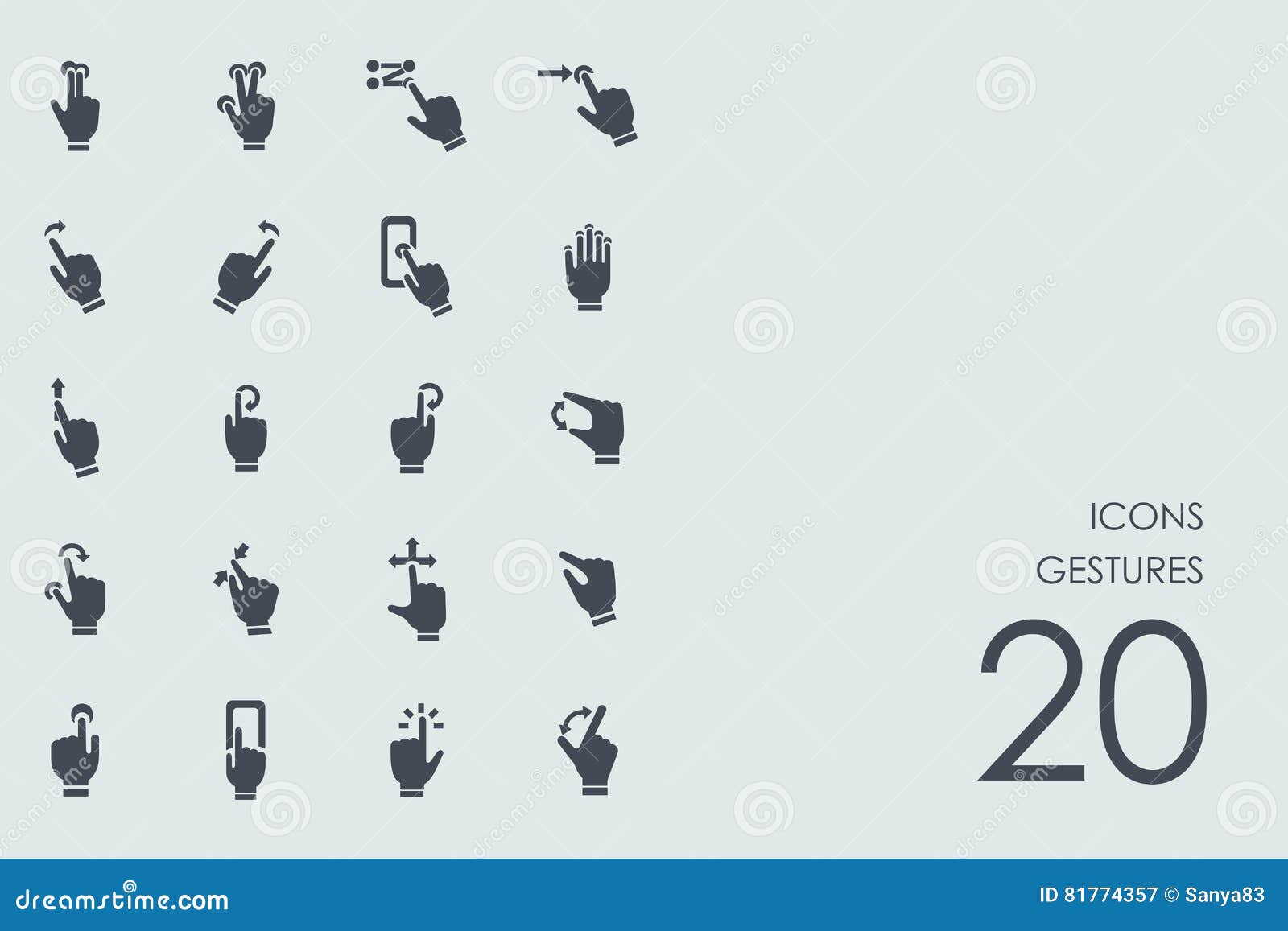 Set of gestures icons stock vector. Illustration of preview - 81774357