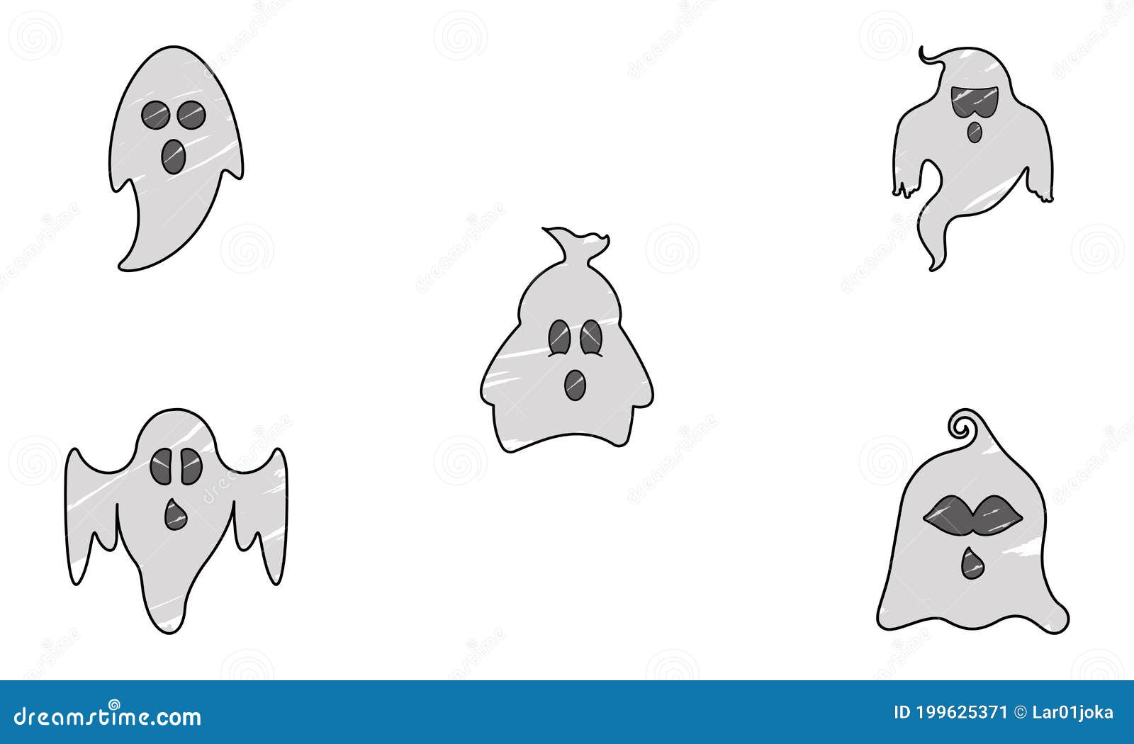 Set of ghosts cartoon stock vector. Illustration of horror - 199625371