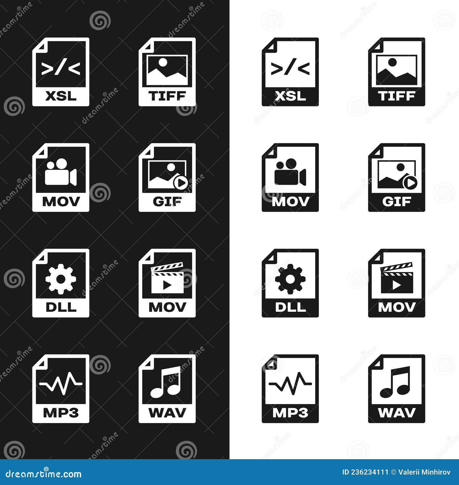 Set GIF File Document, MOV, XSL, TIFF, DLL and Icon. Vector Stock ... Set GIF File Document, MOV, XSL, TIFF, DLL and Icon. Vector Stock ...
