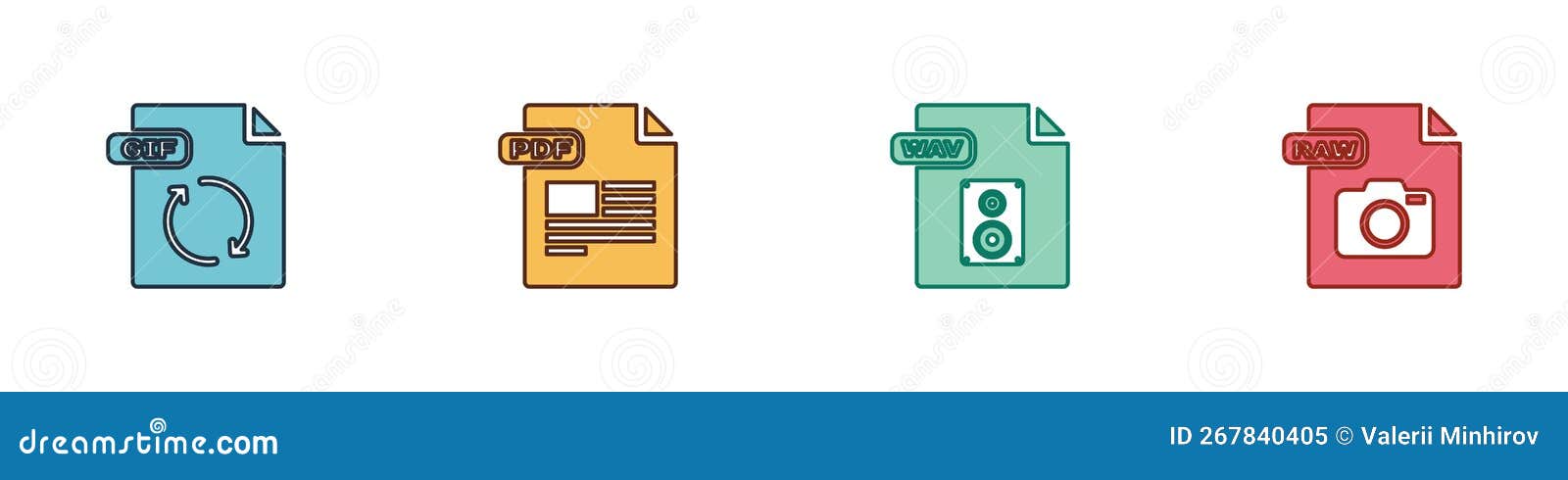 Set GIF File Document, PDF, WAV and RAW Icon. Vector Stock Vector ... Set GIF File Document, PDF, WAV and RAW Icon. Vector Stock Vector ...