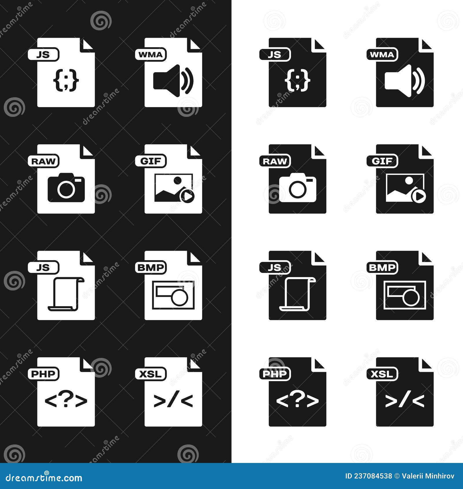 Set GIF File Document, RAW, JS, WMA, BMP, XSL and PHP Icon. Vector ... Set GIF File Document, RAW, JS, WMA, BMP, XSL and PHP Icon. Vector ...