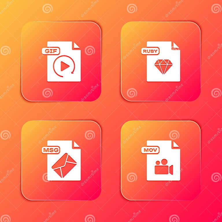 Set GIF File Document, RUBY, MSG and MOV Icon. Vector Stock Vector ... Set GIF File Document, RUBY, MSG and MOV Icon. Vector Stock Vector ...