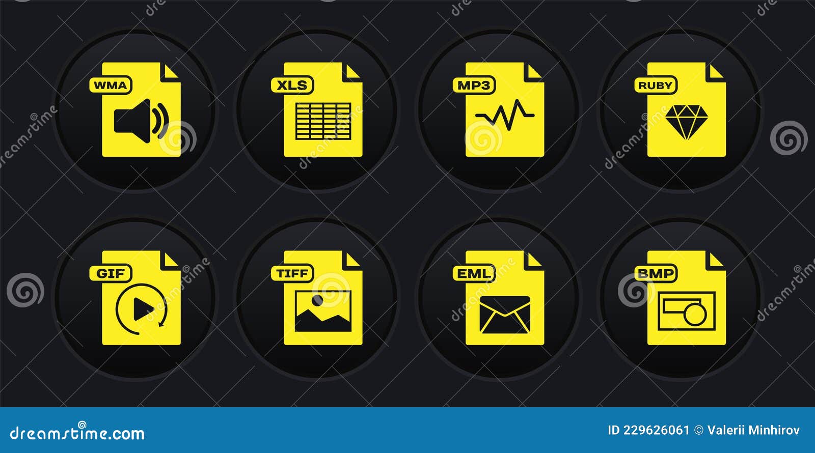 Set Gif File Document Ruby Tiff Eml Mp3 Xls Bmp Y Wma Icon. Vector ... Set Gif File Document Ruby Tiff Eml Mp3 Xls Bmp Y Wma Icon. Vector ...