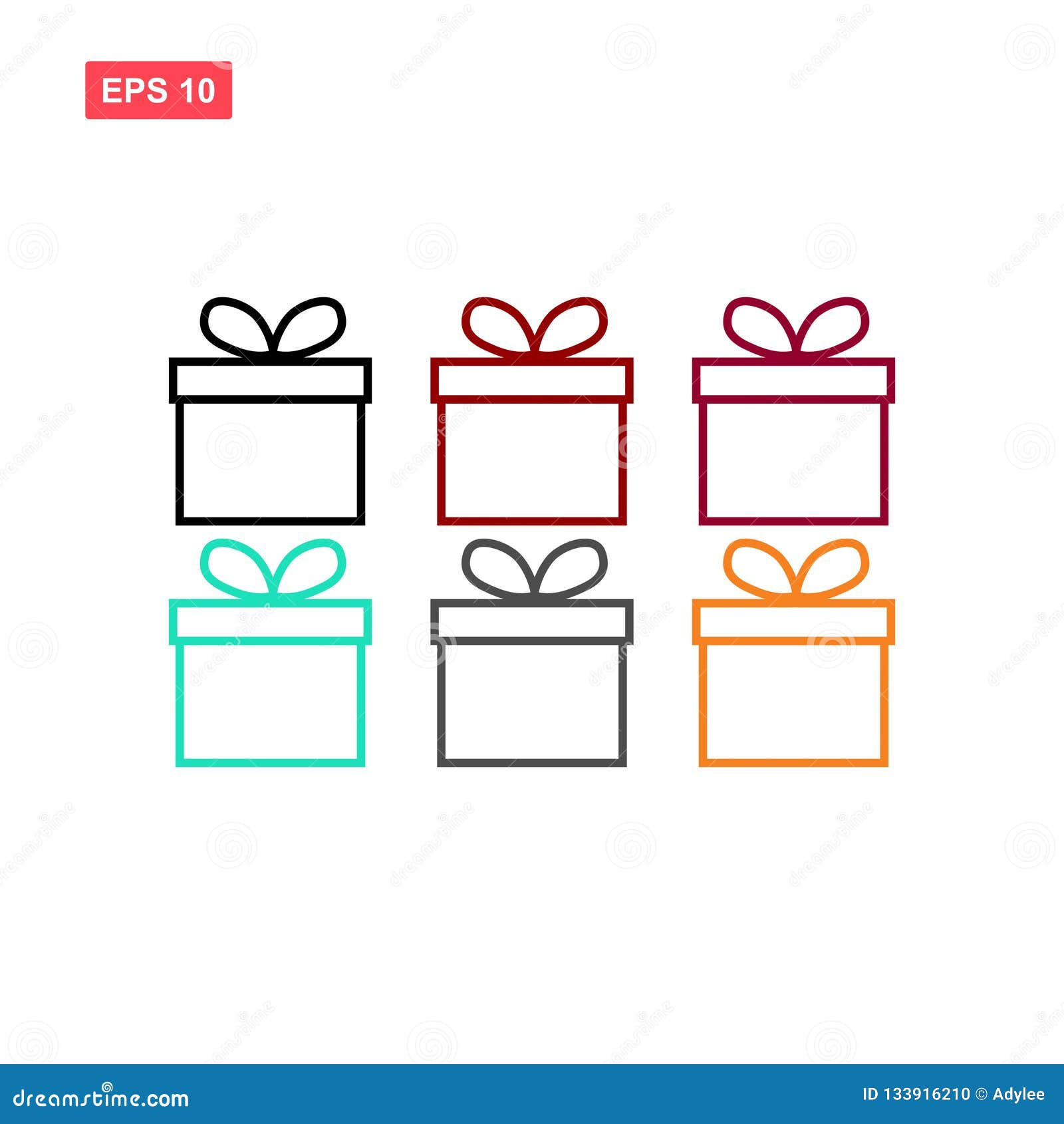 Set of Gift Box with Line Design Stock Vector - Illustration of boxes ...