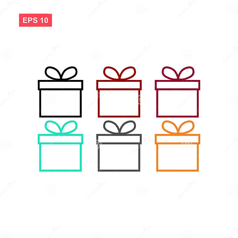 Set of Gift Box with Line Design Stock Vector - Illustration of boxes ...