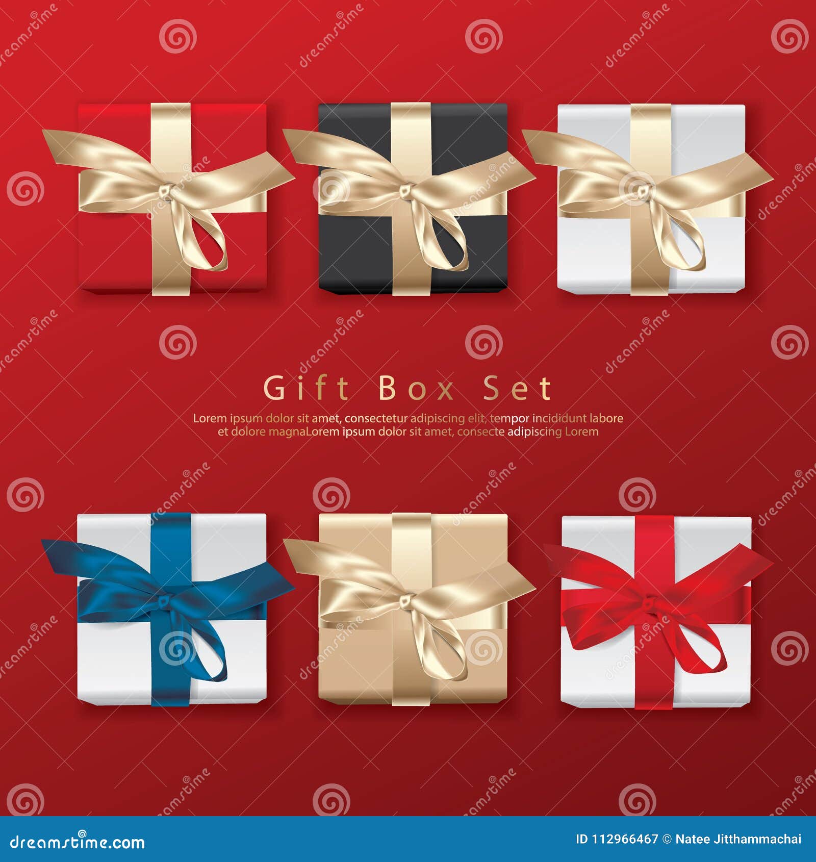 Set of Gift Box Top View Realistic Stock Vector - Illustration of ...