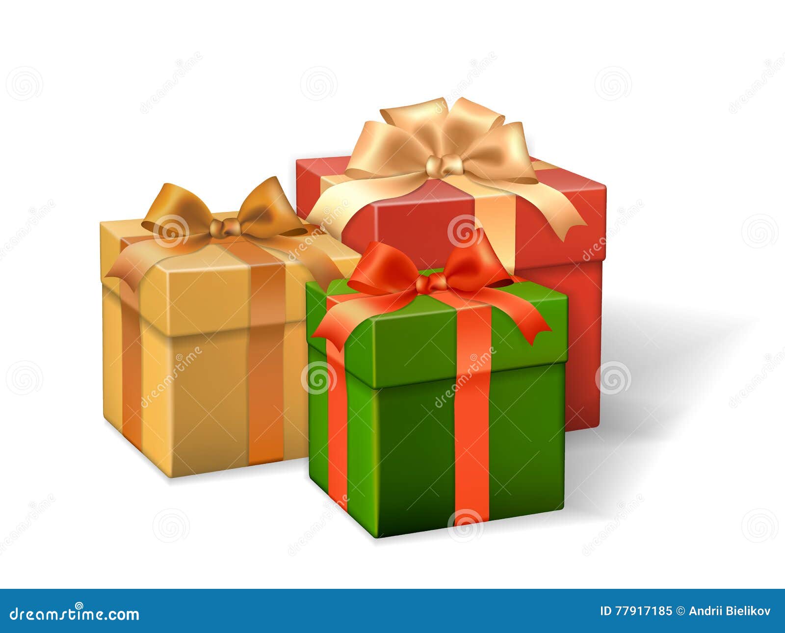 Set of Gift Boxes Different Colors Stock Illustration - Illustration of ...