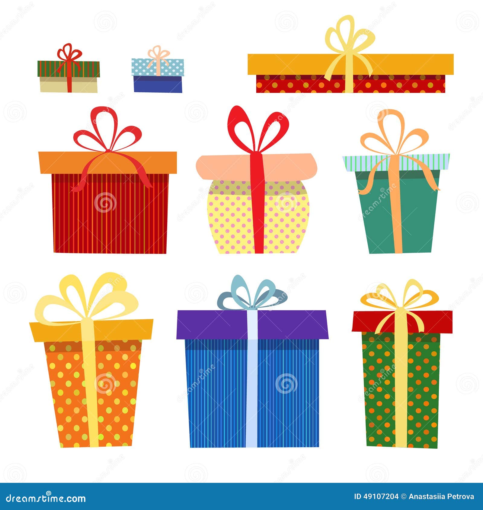Set of Gift Boxes in Different Colors on a White Stock Vector ...