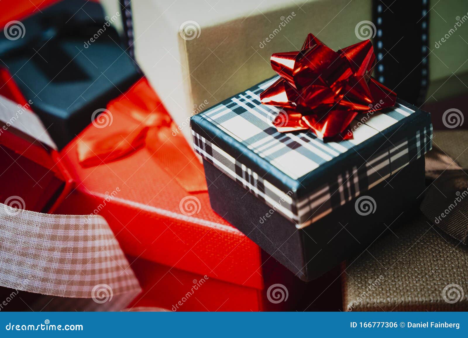 Set of Gift Boxes of Different Sizes and Colors Stock Photo - Image of ...