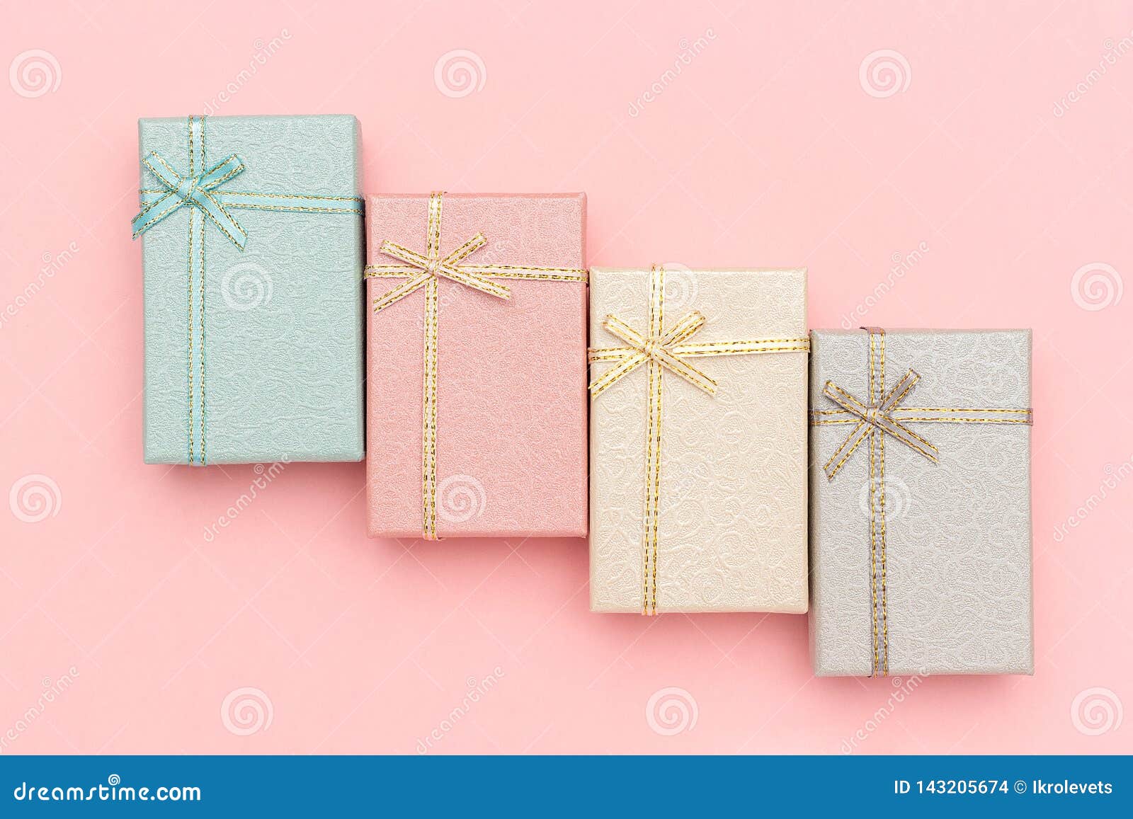 Open Gray Gift Box with Bow on Pink Pastel Background in Minimal Style ...