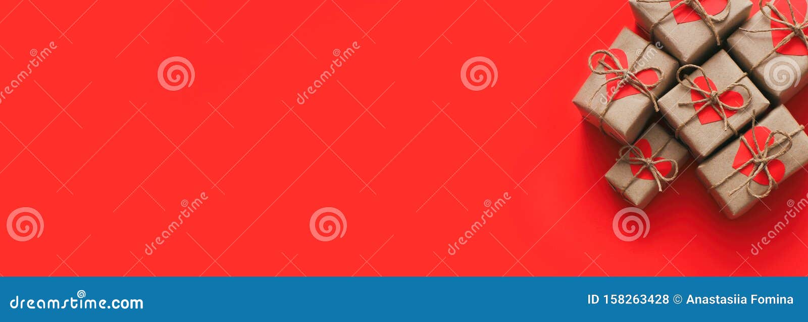 Set of Gift Boxes on Red Solid Background. Sale Concept. Long ...