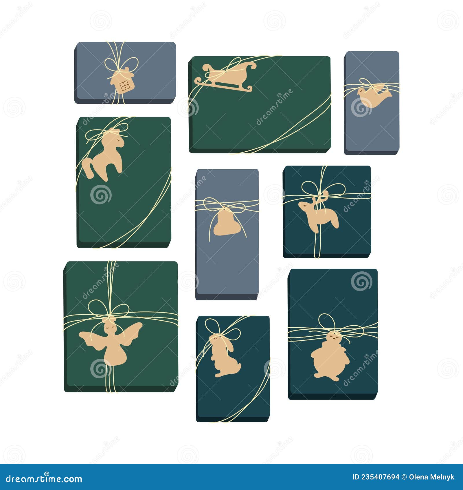 Set of Gift Boxes with Tags. Design for Greeting Card, Banner, Poster ...