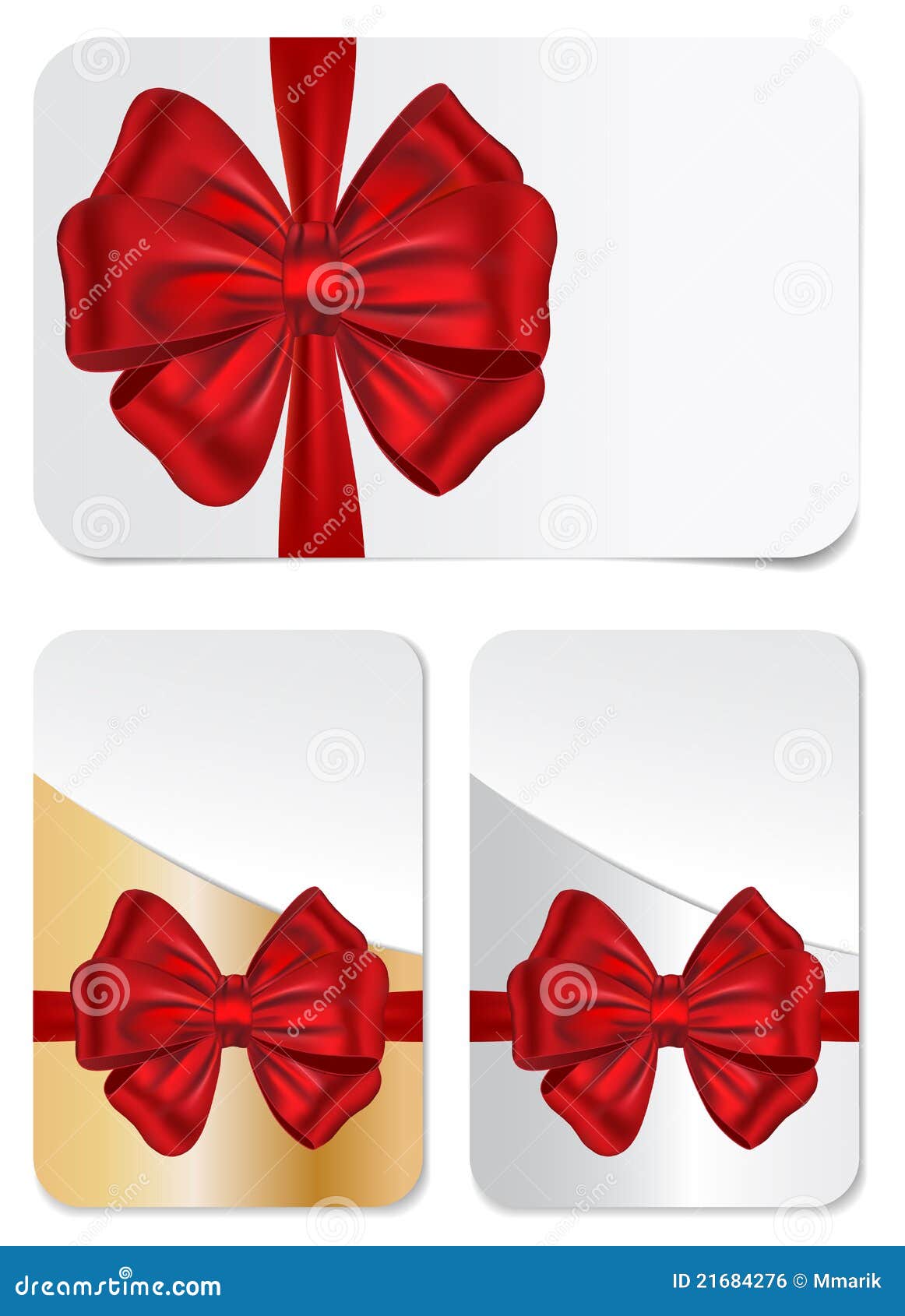 Set of Gift Cards with Bows Stock Vector - Illustration of bright ...