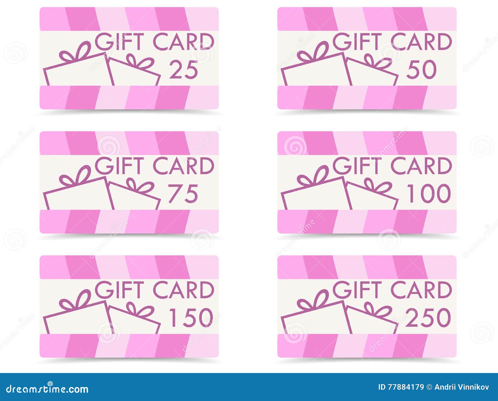 Set of Gift Cards with Gift Boxes, Different Denominations. Stock ...