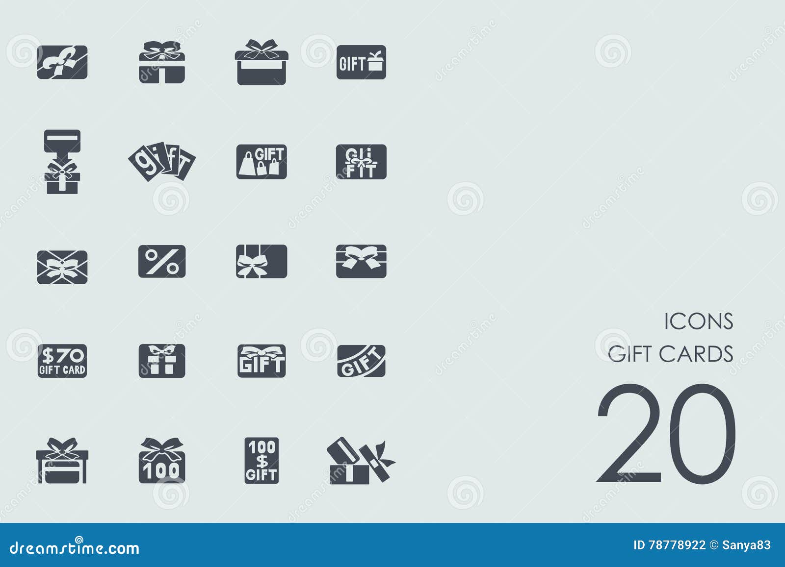 Set of gift cards icons stock vector. Illustration of contour - 78778922