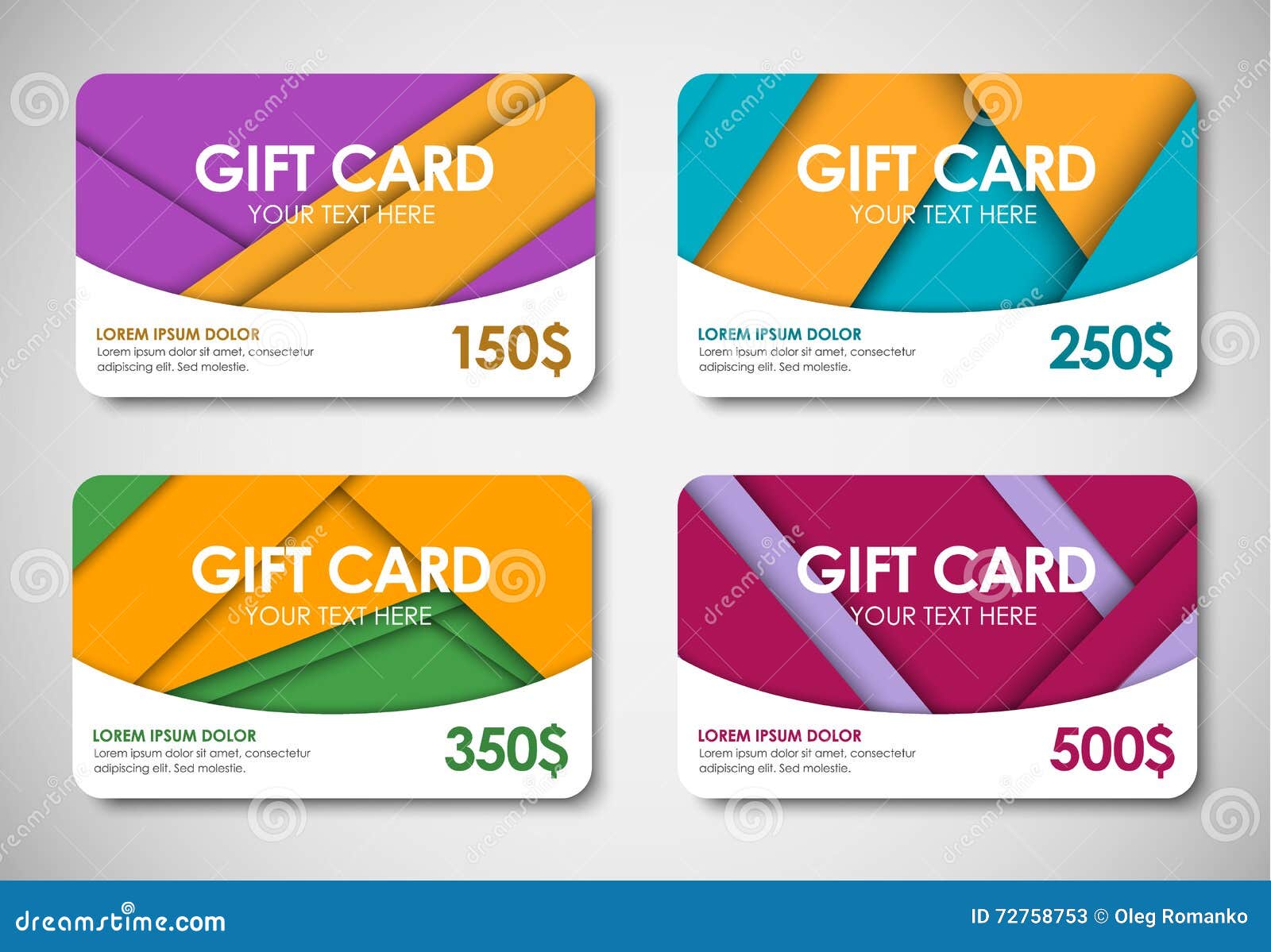 Set of gift cards stock vector. Illustration of business - 72758753