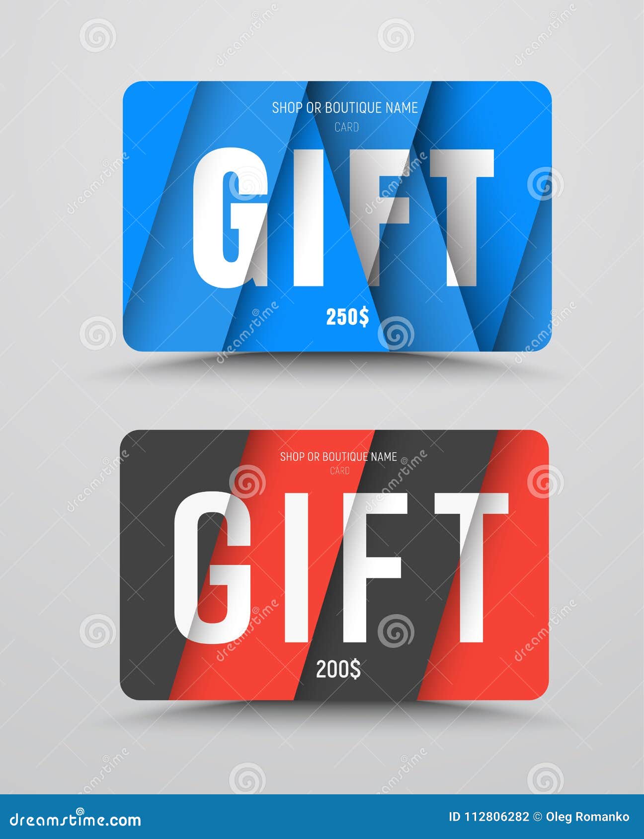 Set of Gift Cards in the Style of Material Design with Diagonal Stock ...