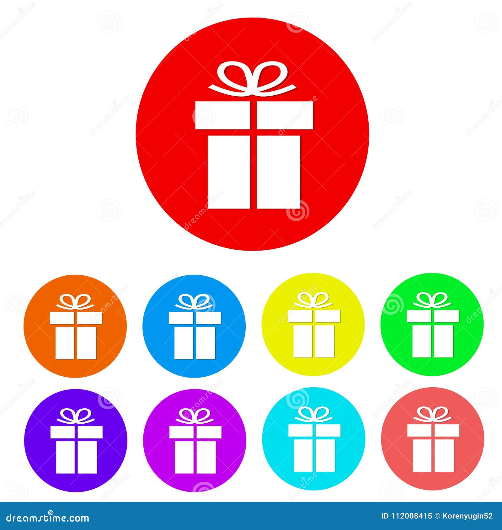 Set of Gift Flat Icon Button, Stock Vector Illustration Stock Vector ...