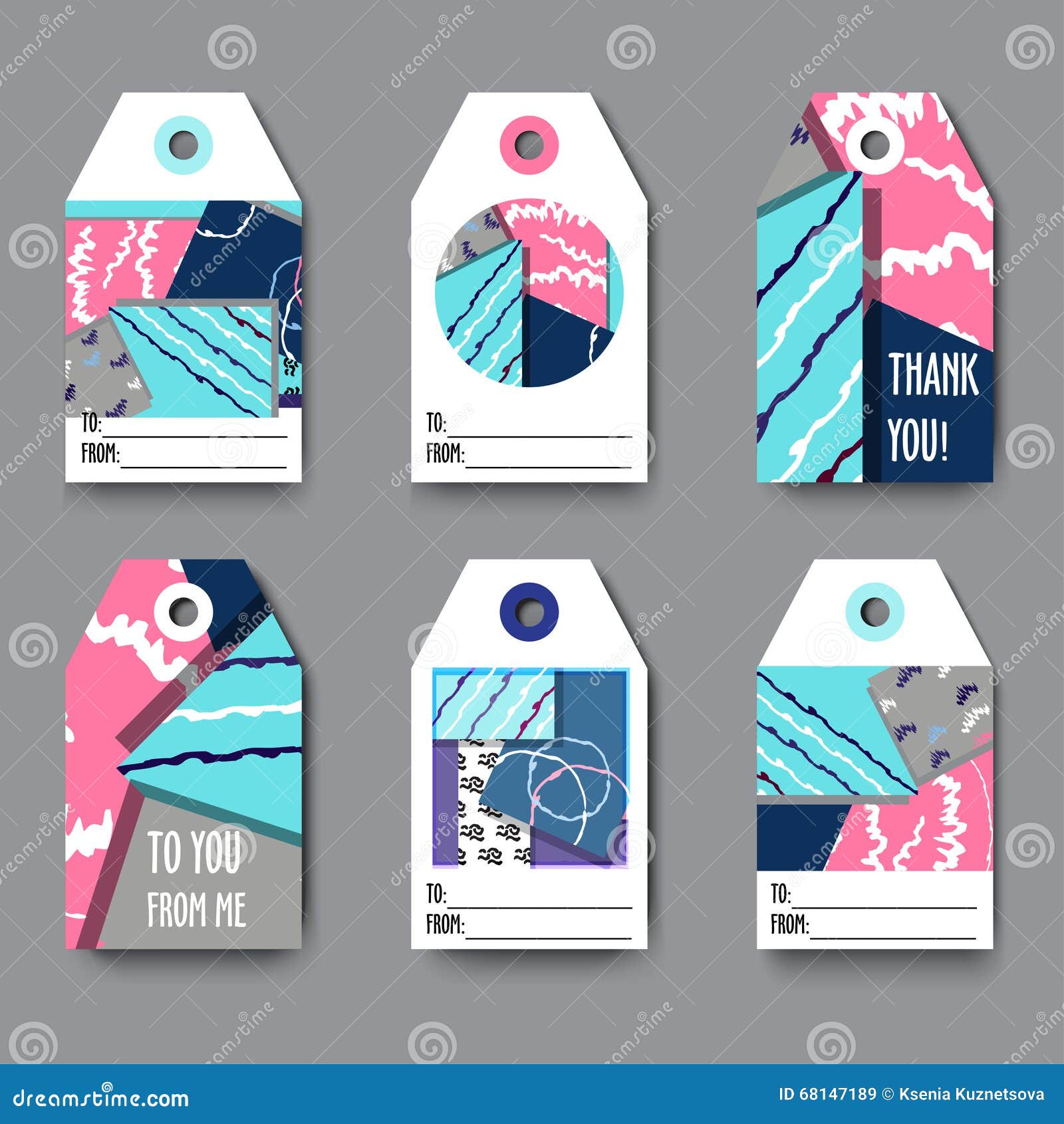Set of Gift Tags with with Geometric Shapes, Abstract Textures and ...