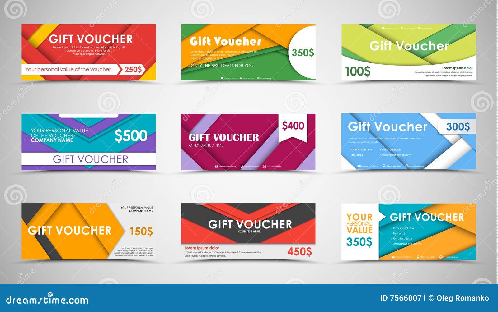 Set of Gift Vouchers, Material Design Stock Vector - Illustration of ...