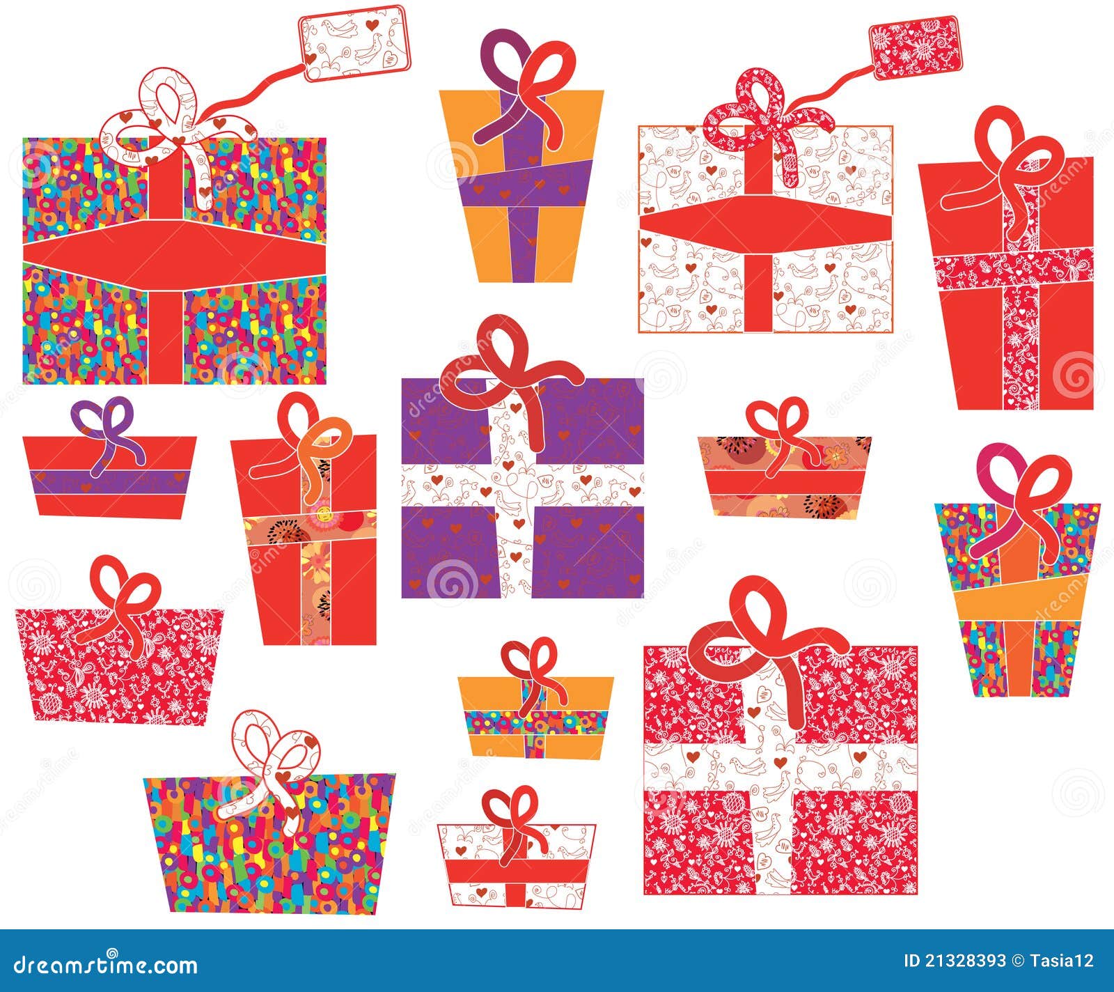 Set of gifts with pattern stock vector. Illustration of ribbon - 21328393