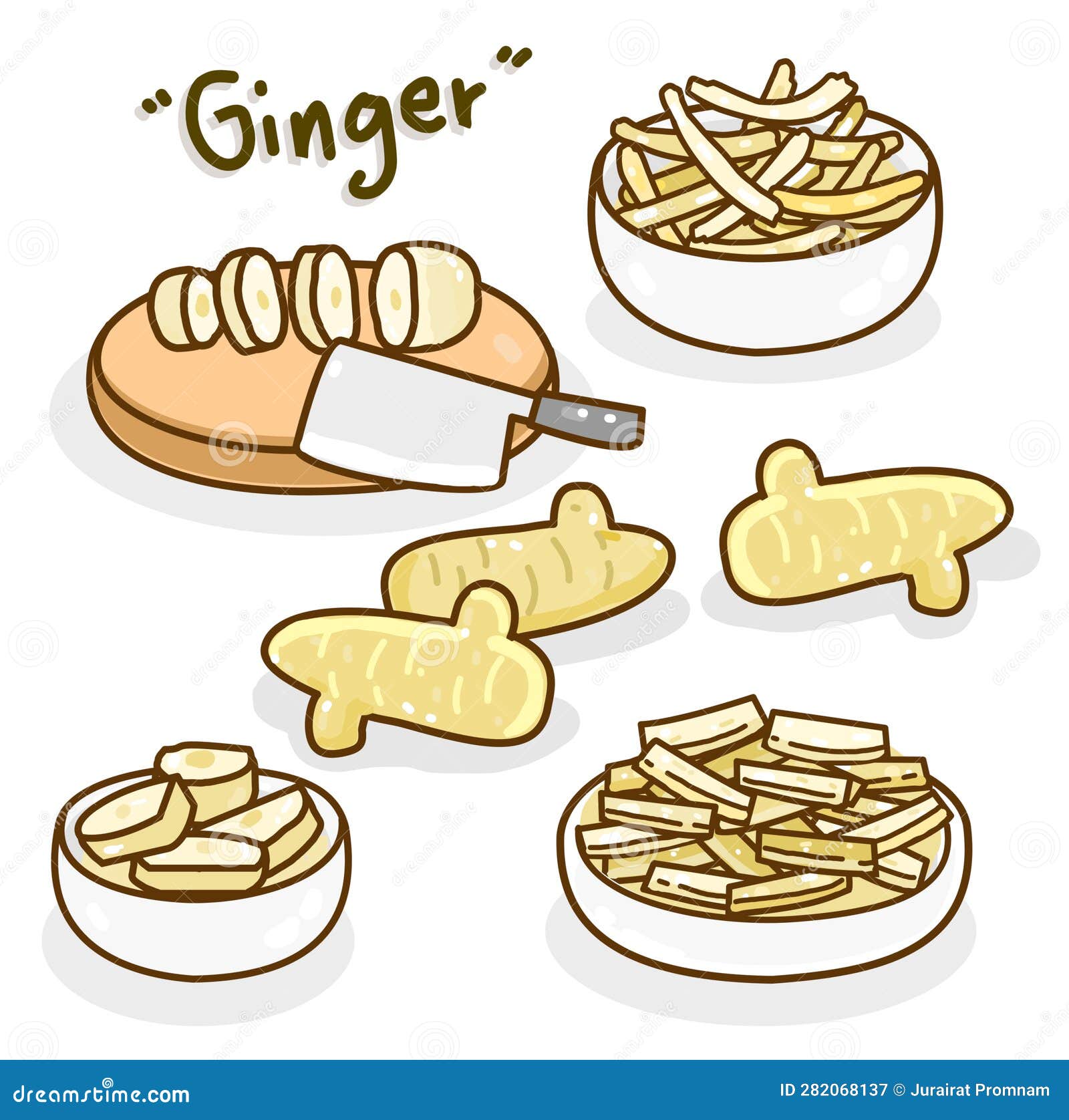 Set Ginger on Background Vector. Stock Vector - Illustration of organ ...