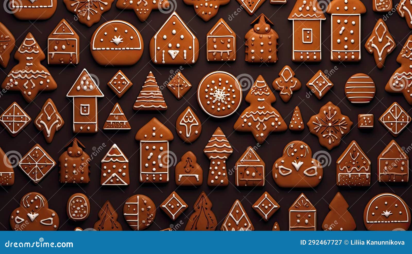 A Set of Gingerbread Cookies in Patterns on a Plain White Background ...