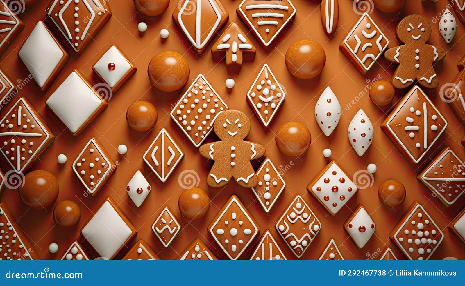 A Set of Gingerbread Cookies in Patterns on a Plain White Background ...