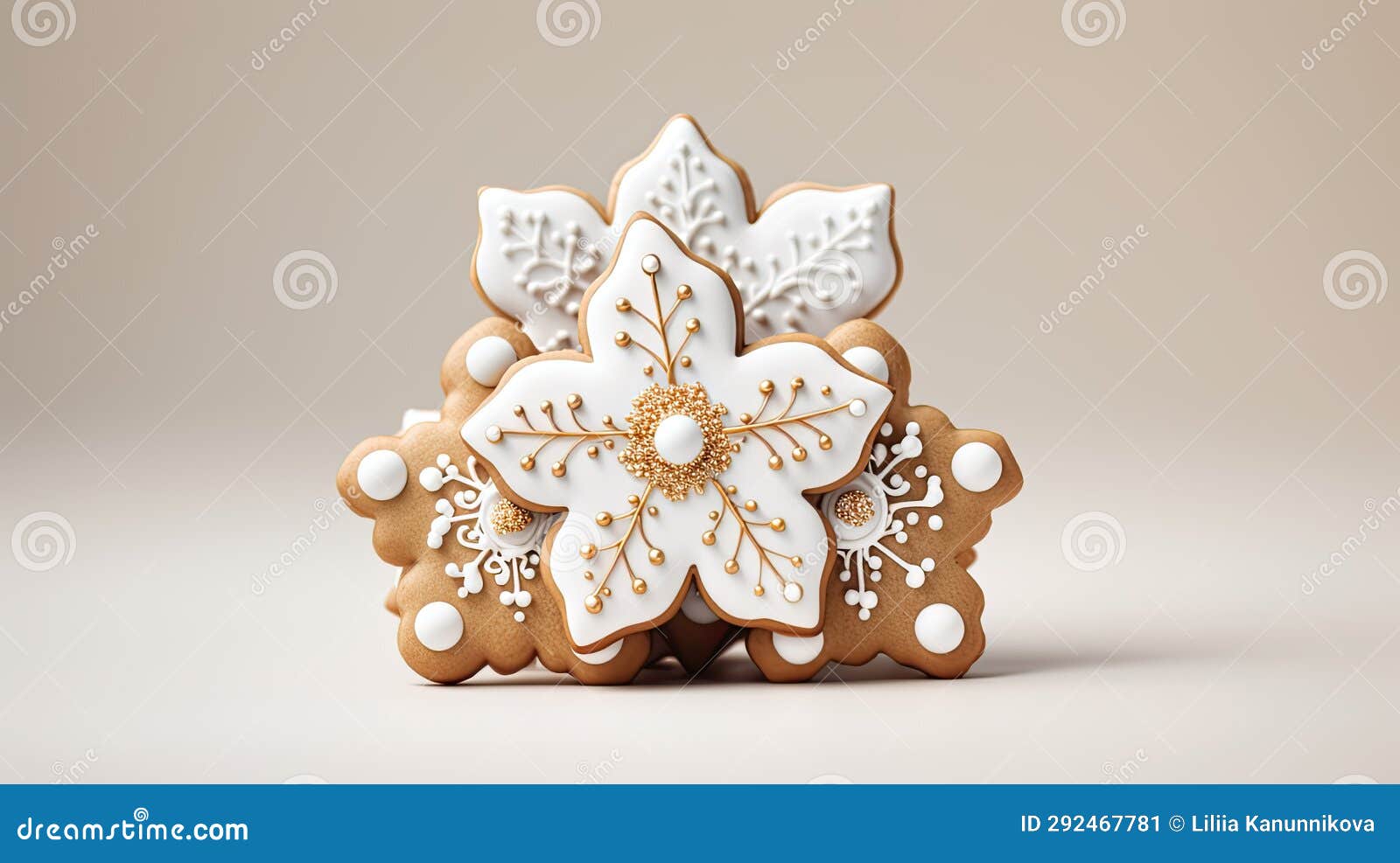 A Set of Gingerbread Cookies in Patterns on a Plain White Background ...