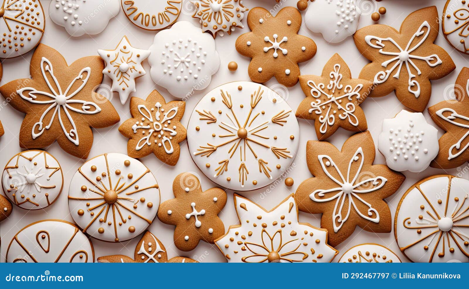 A Set of Gingerbread Cookies in Patterns on a Plain White Background ...