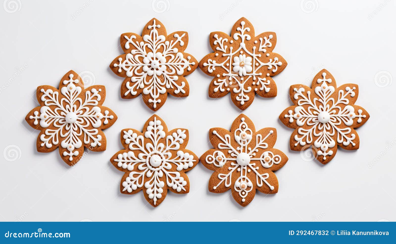 A Set of Gingerbread Cookies in Patterns on a Plain White Background ...