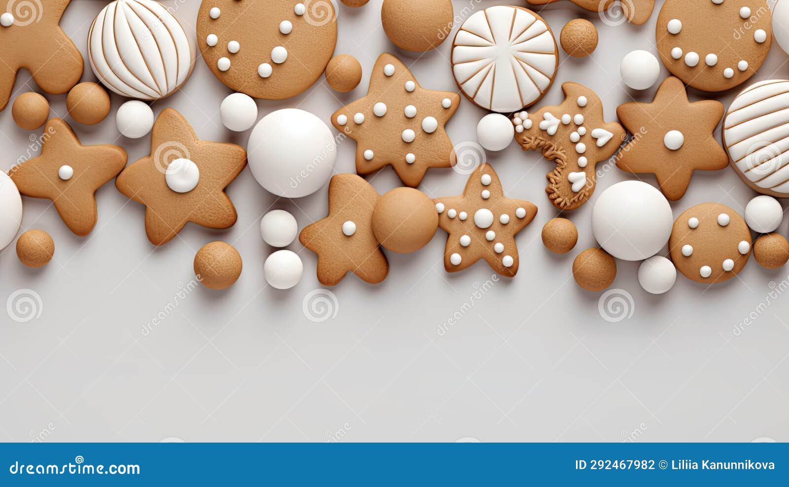 A Set of Gingerbread Cookies in Patterns on a Plain White Background ...
