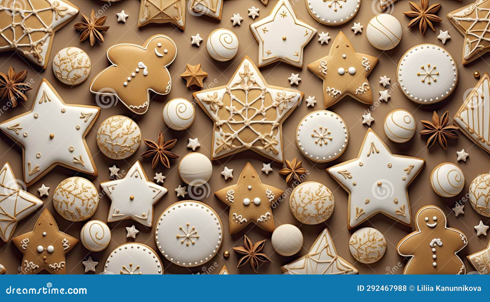 A Set of Gingerbread Cookies in Patterns on a Plain White Background ...