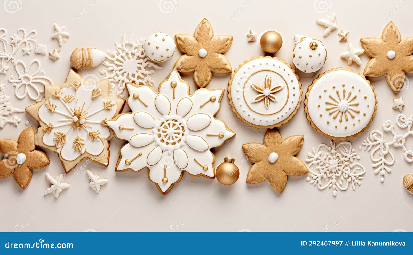 A Set of Gingerbread Cookies in Patterns on a Plain White Background ...