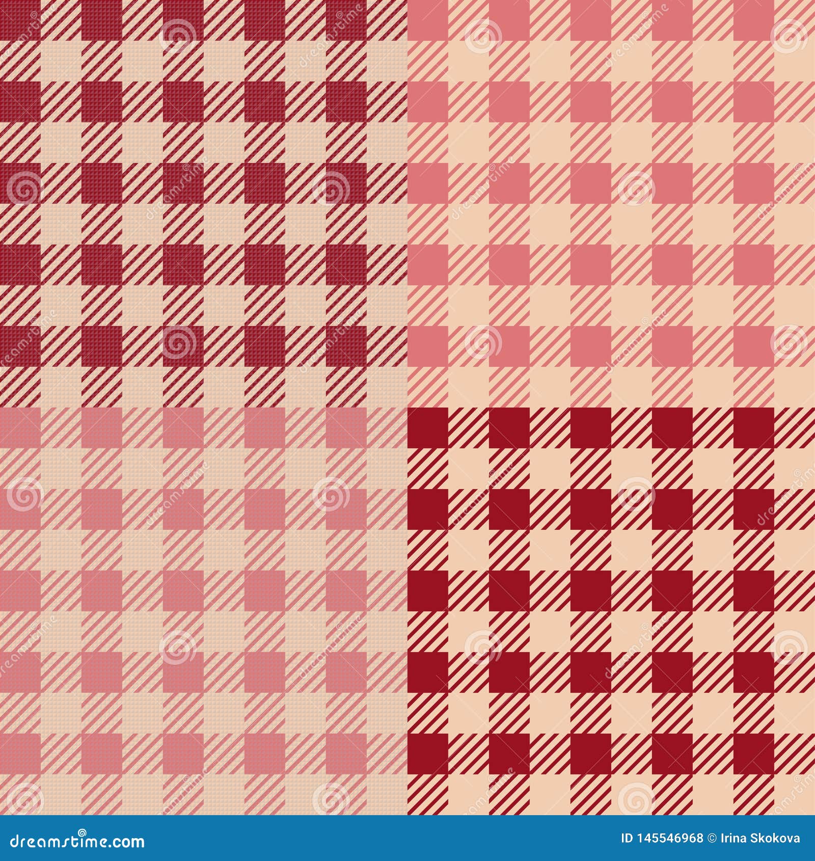 Set of 4 Gingham Vichy Patterns for Picnic Blanket or Tablecloth Design ...