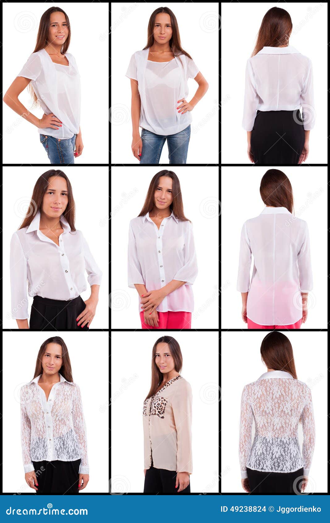 Set of Girl in Various Clothes Stock Photo - Image of isolated, fashion ...