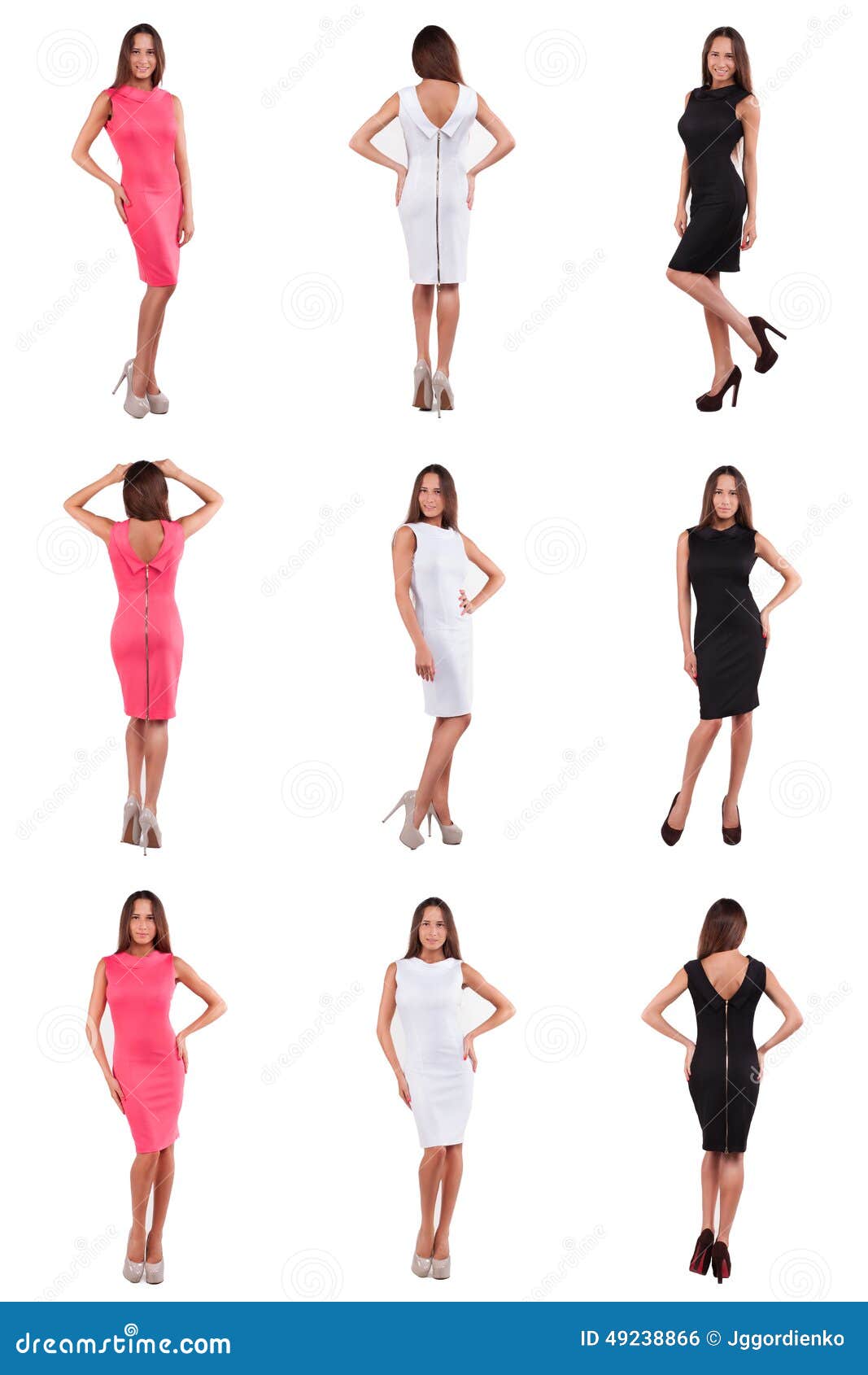 Set of Girl in Various Clothes Stock Photo - Image of sale, looking ...