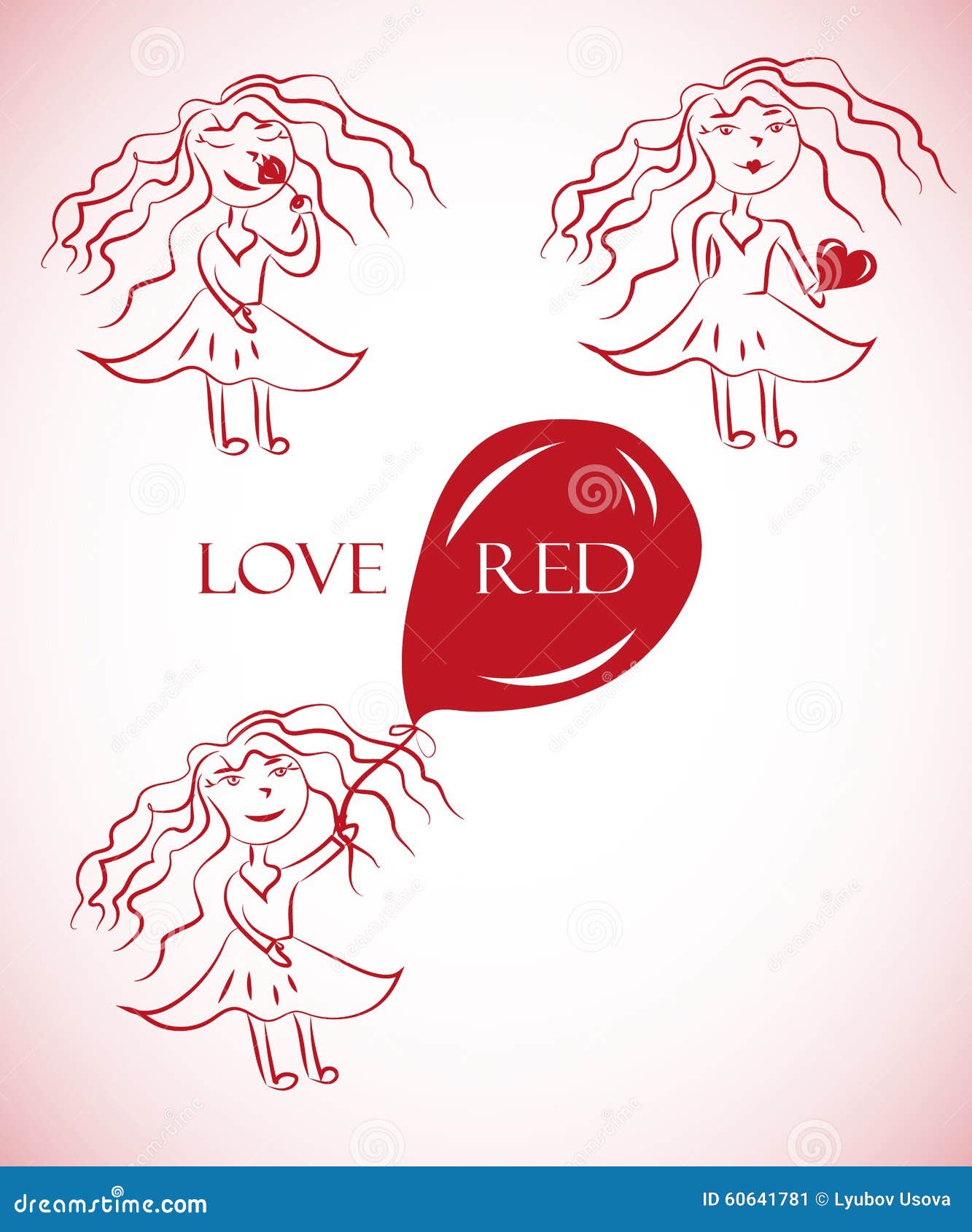 The set of girls stock vector. Illustration of girl, balloon - 60641781