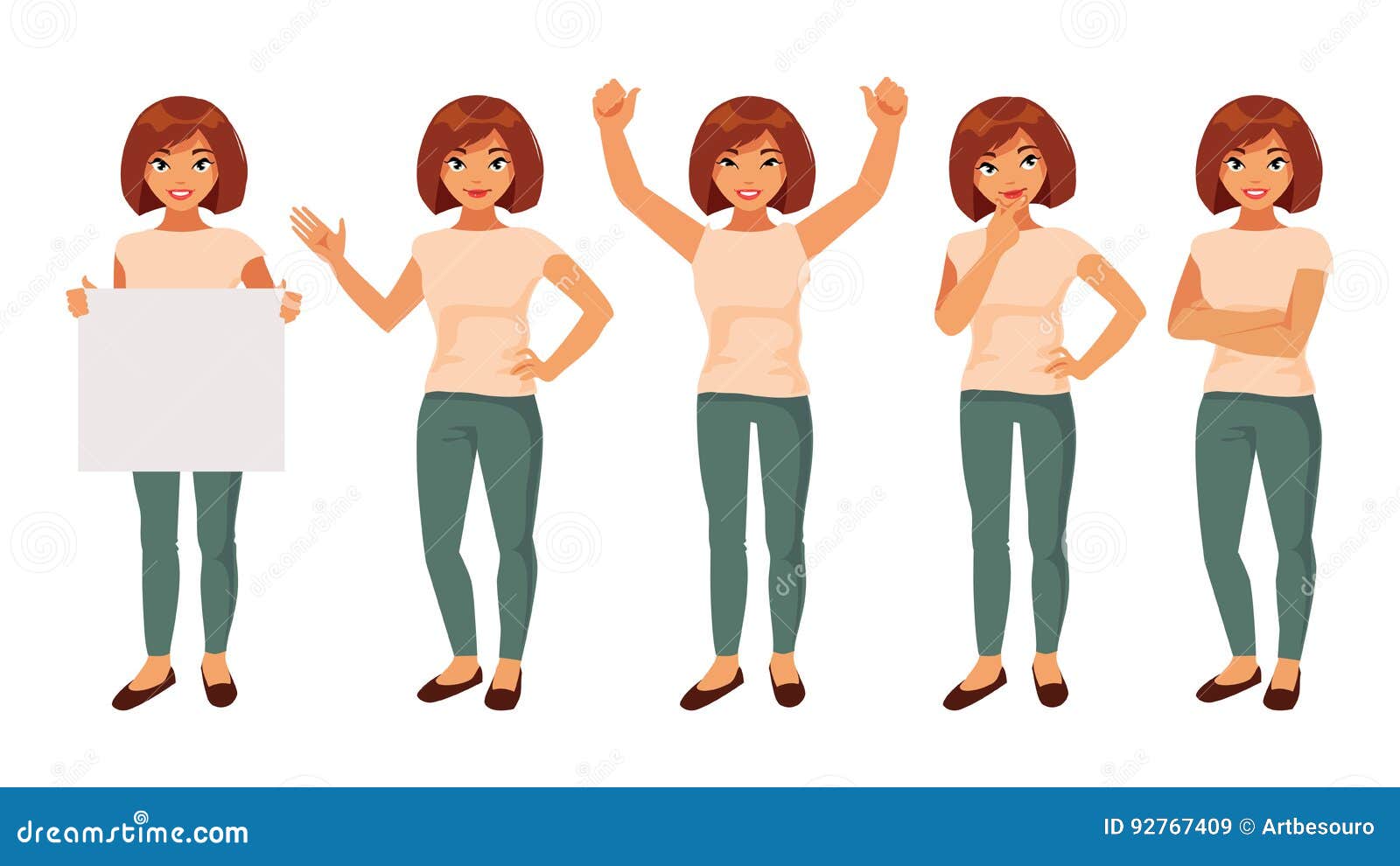 Set of Girls in Different Poses Stock Vector - Illustration of pose ...