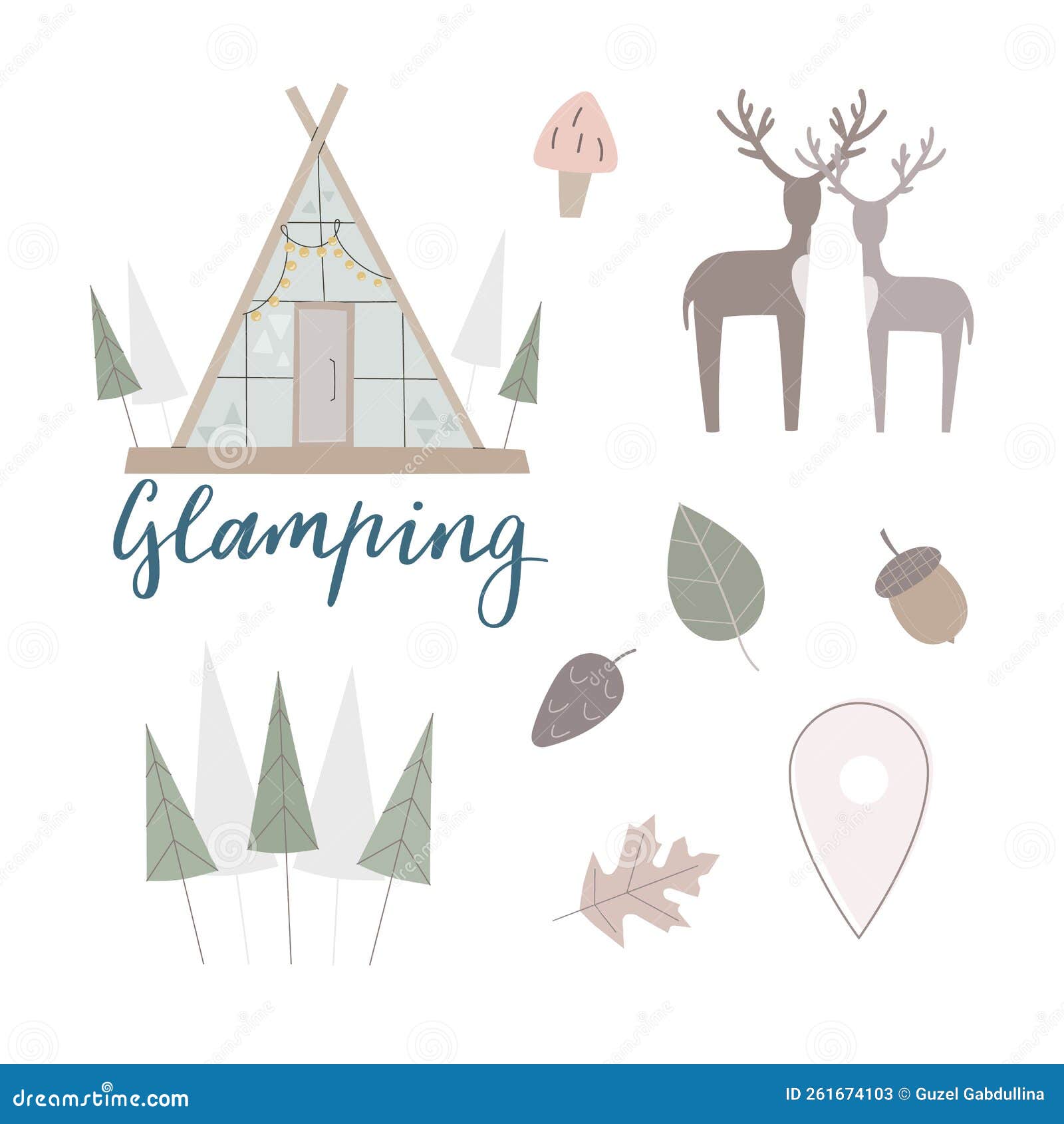 Glamping Vector Illustration. Beautiful Picture With Marquee And ...
