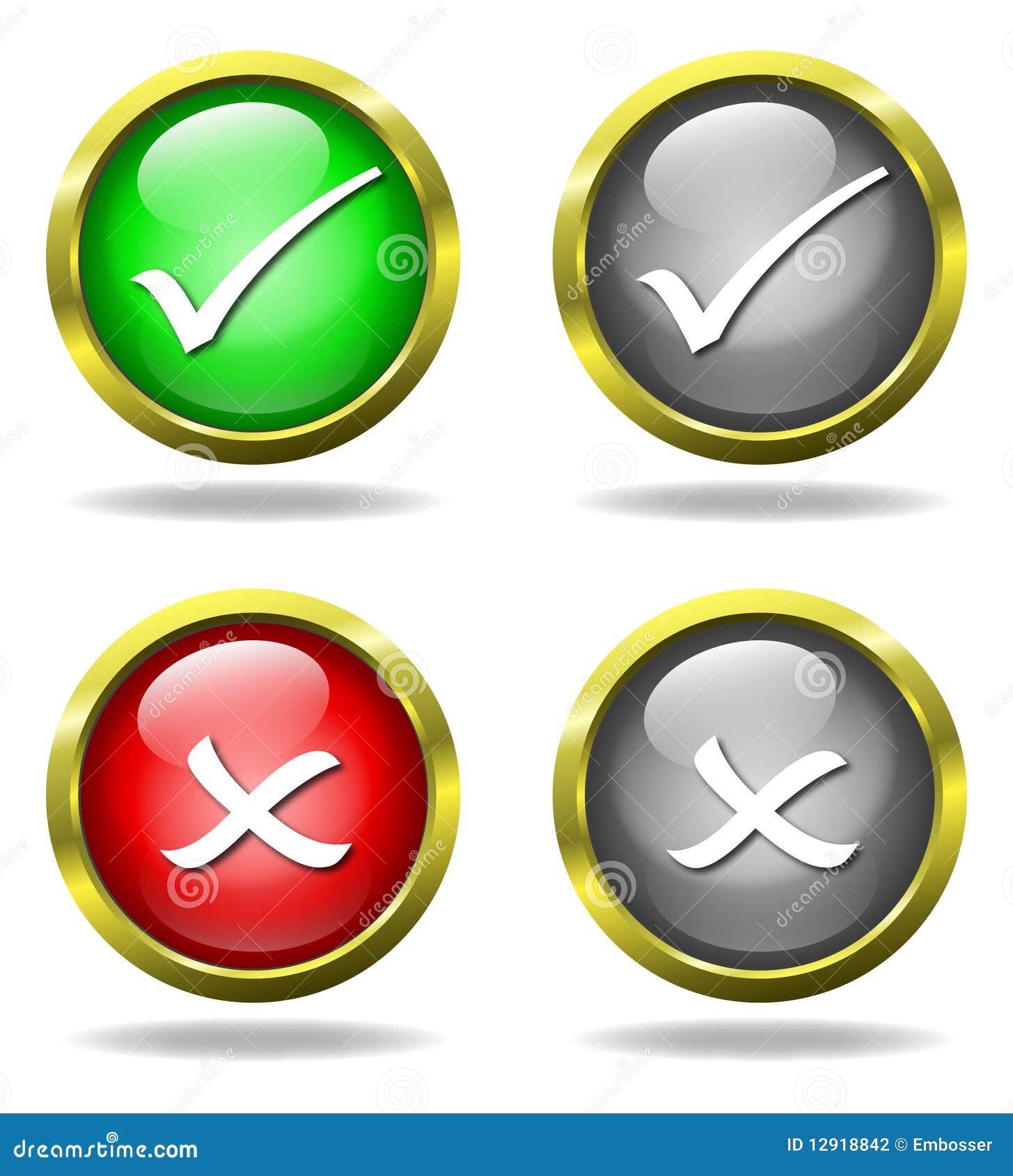 Accept Reject Button Icon Glossy 3D Vector Illustration | CartoonDealer ...