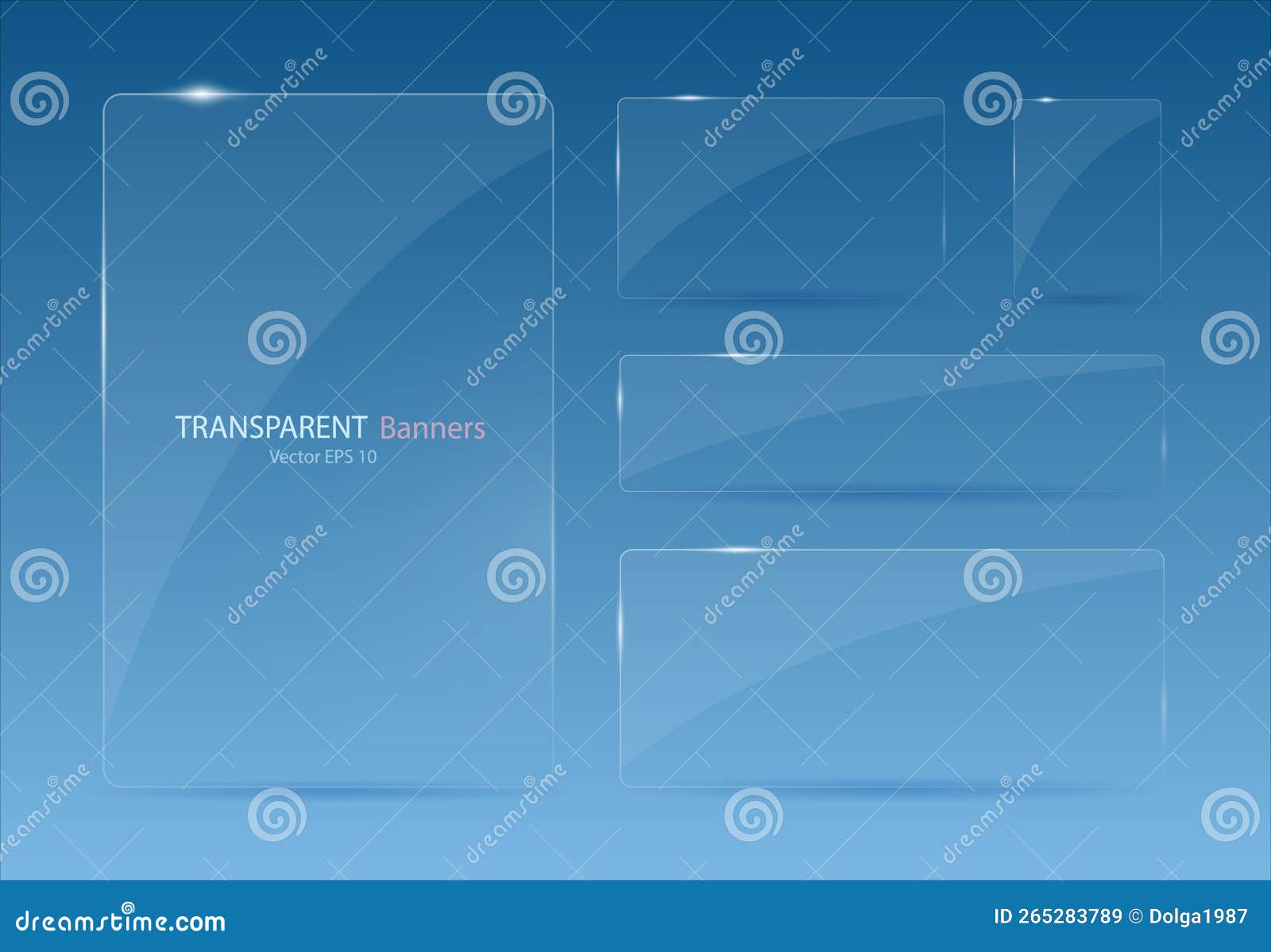A Set of Glass Banners on a Blue Background. Stock Vector ...
