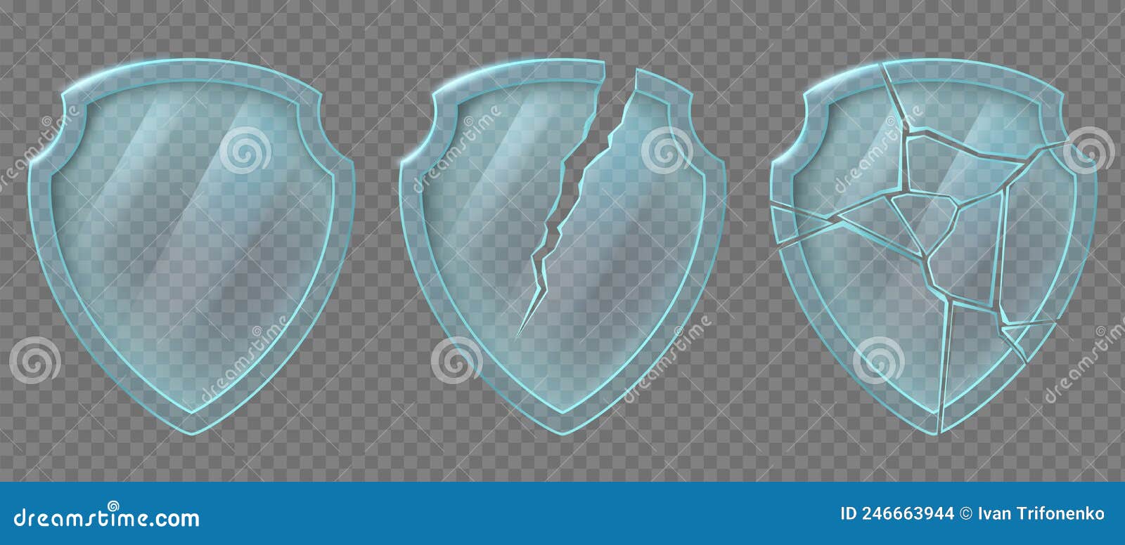 Set of Glass Broken Shields with Crack and Splinters Stock Vector ...