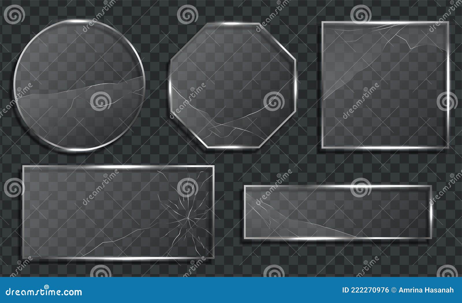 Set of Glass Crack with Different Types of Damage on Transparent ...