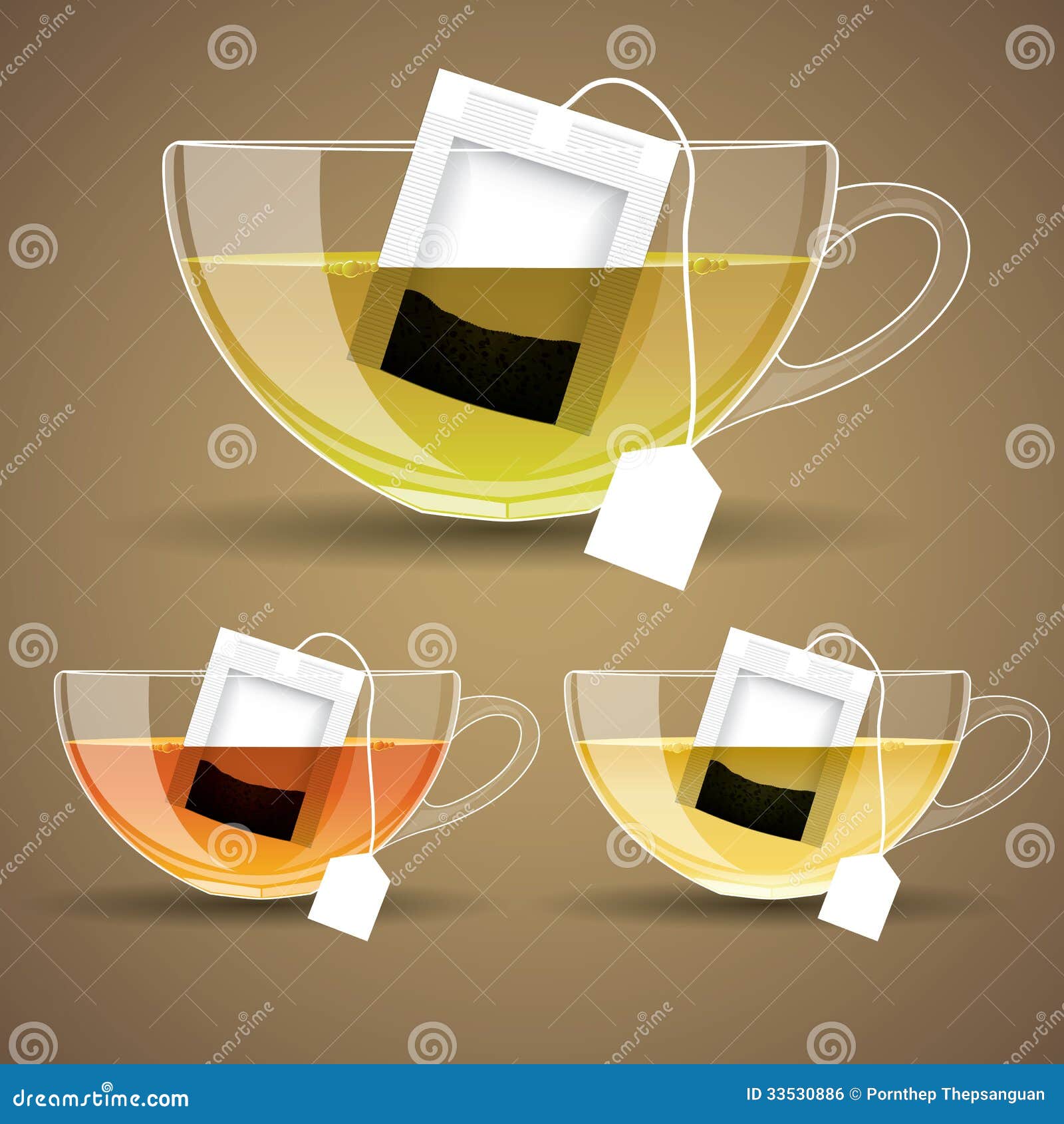 Set of Glass cup with tea stock vector. Illustration of oolong - 33530886