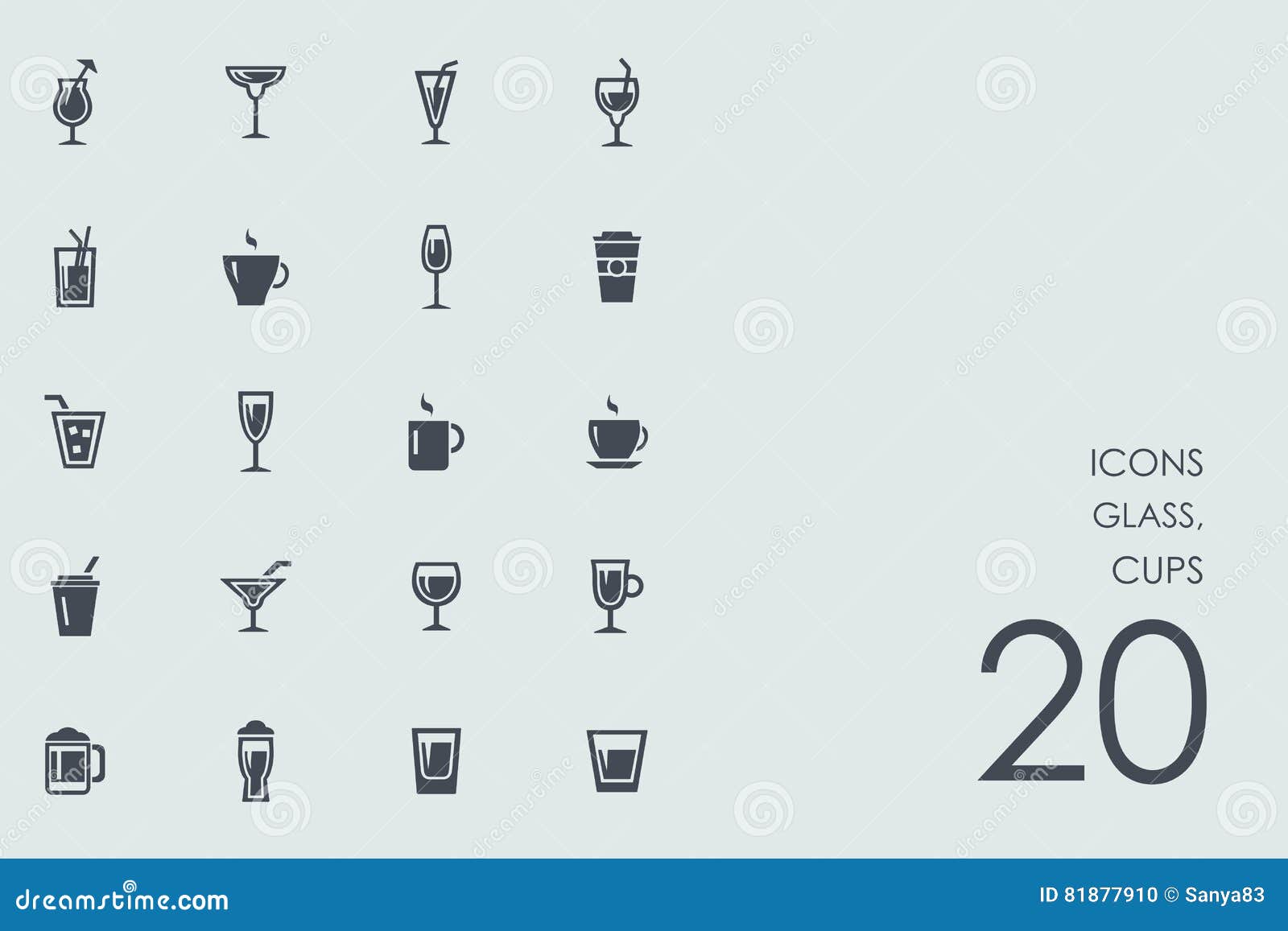 Set of glass, cups icons stock vector. Illustration of idea - 81877910