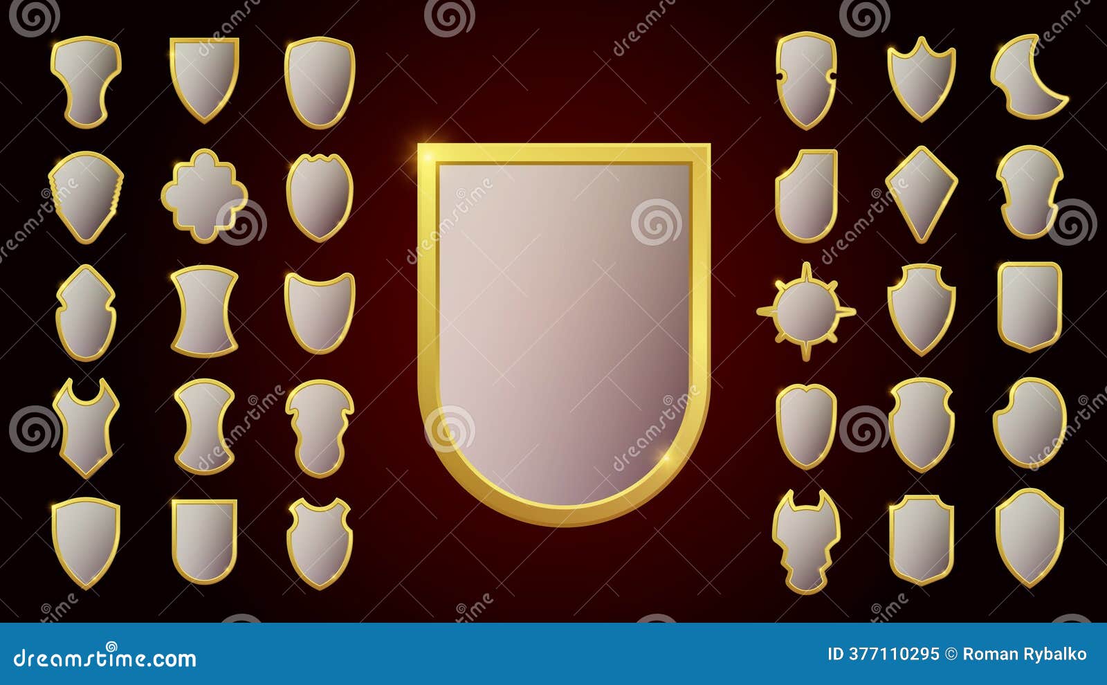 Golden Heraldic Shield With Roses And Globus Cruciger Isolated On ...